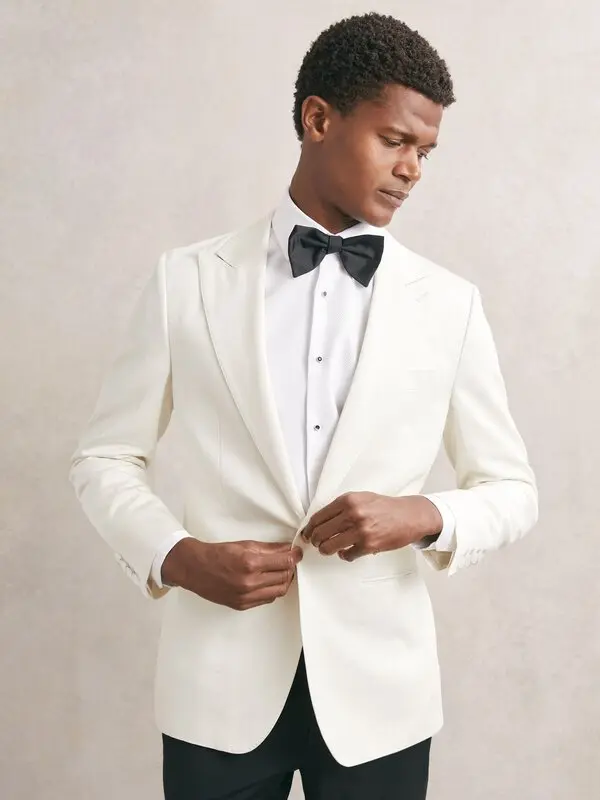REISS Textured Single-breasted Blazer Tailored-fit Cotton-blend