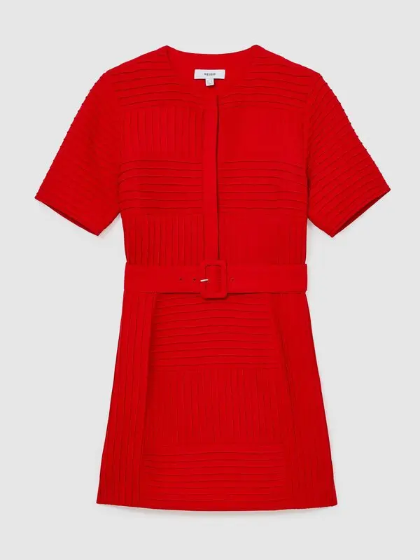 REISS Tuck-detail Belted Mini Dress