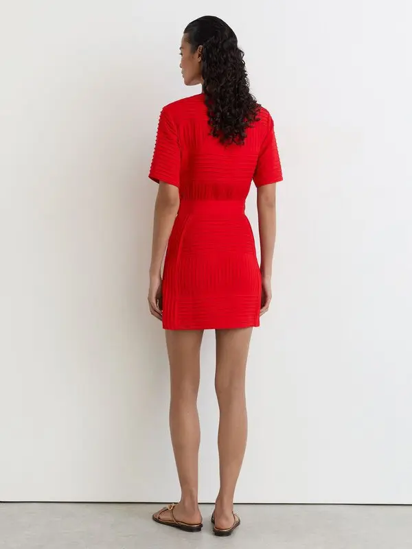REISS Tuck-detail Belted Mini Dress