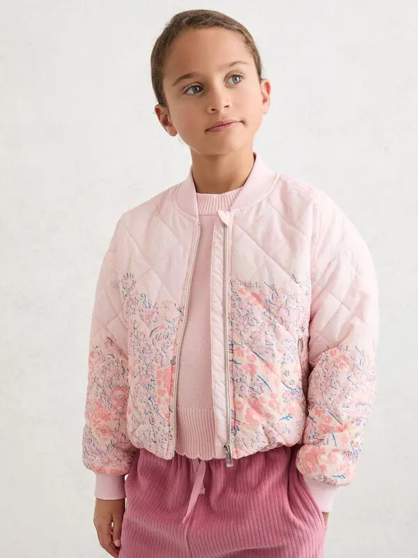 REISS 3-9 Yrs Quilted Floral Bomber Jacket