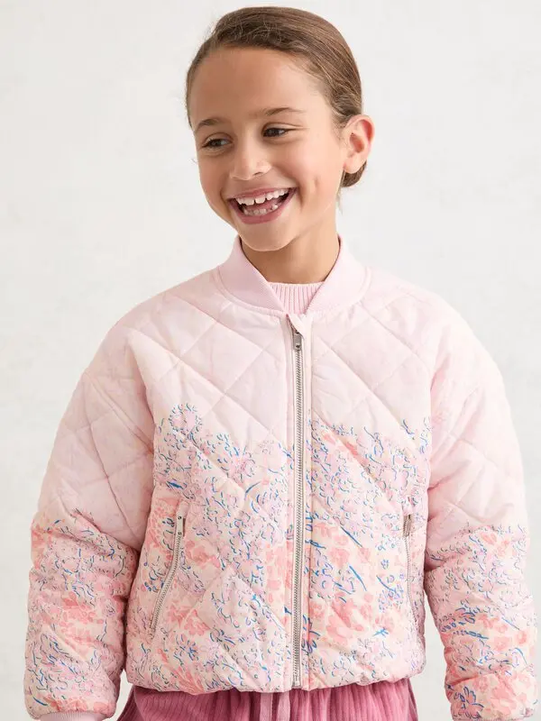 REISS 3-9 Yrs Quilted Floral Bomber Jacket