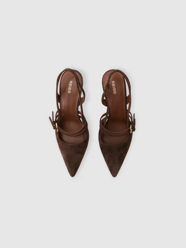 REISS Suede Buckle-strap Court Shoes