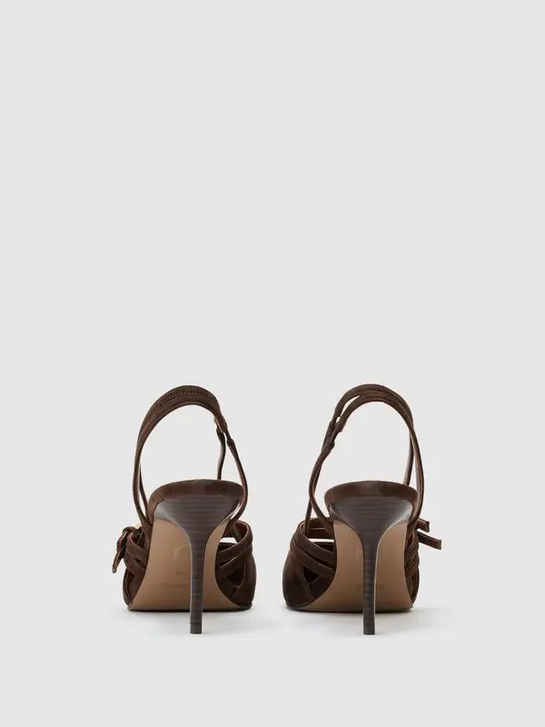 REISS Suede Buckle-strap Court Shoes