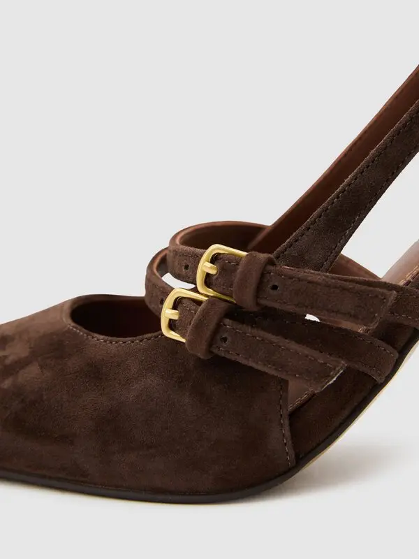 REISS Suede Buckle-strap Court Shoes