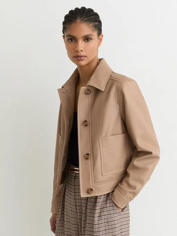 REISS Leather Trucker Jacket