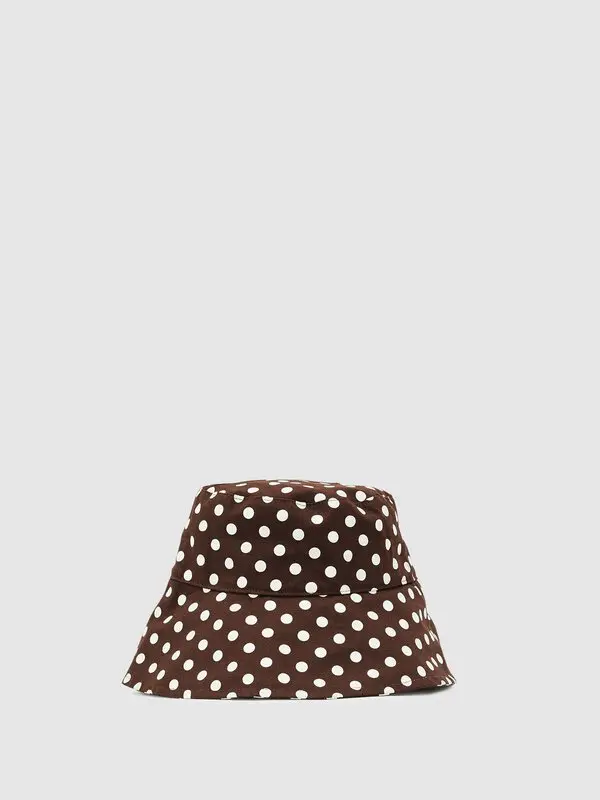 REISS Cotton Polka-dot Bucket Hat
