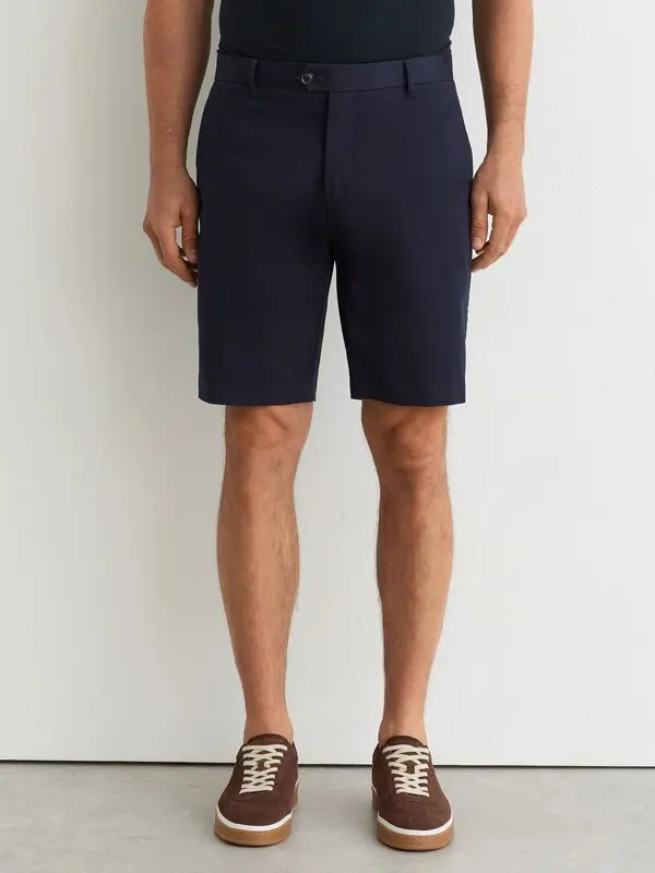 REISS Modern Fit Cotton Blend Chino Shorts - Navy