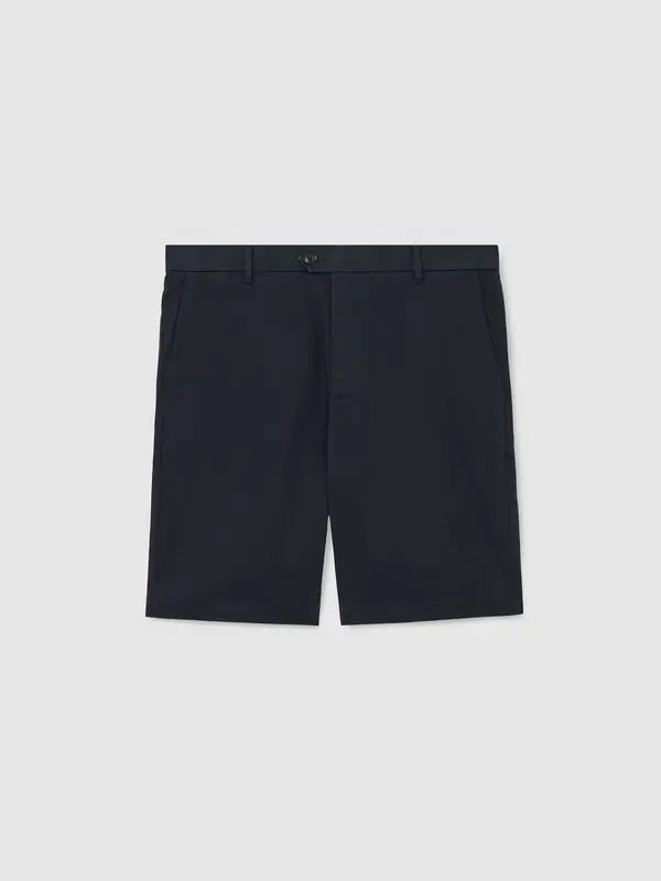 REISS Modern Fit Cotton Blend Chino Shorts - Navy