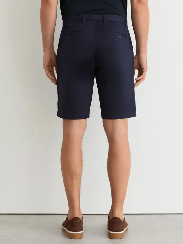 REISS Modern Fit Cotton Blend Chino Shorts - Navy