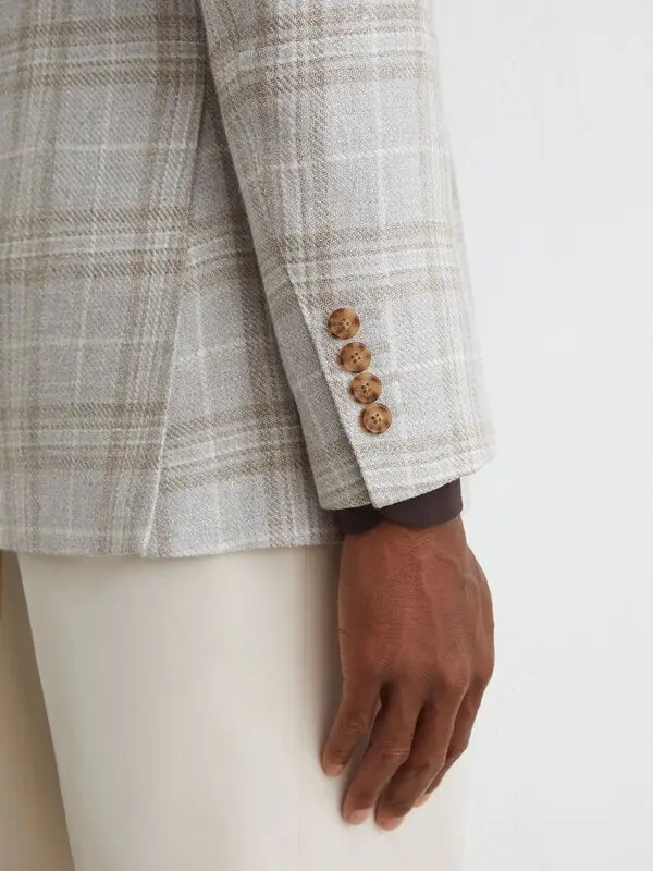 ATELIER Hemp Wool Check Single Breasted Classic Fit Blazer