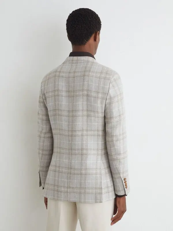 ATELIER Hemp Wool Check Single Breasted Classic Fit Blazer