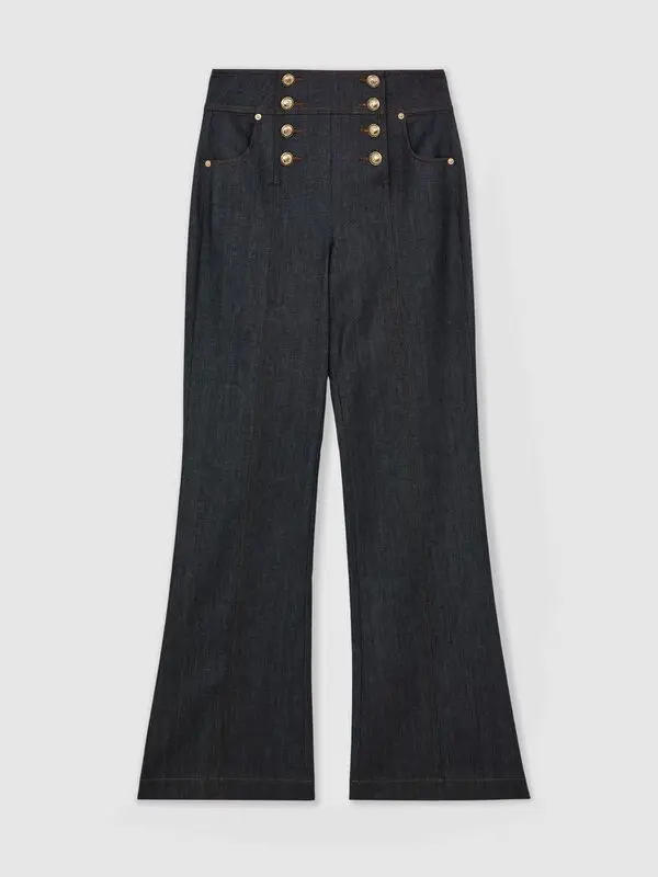 REISS Skylar Button-detail Flared Jeans