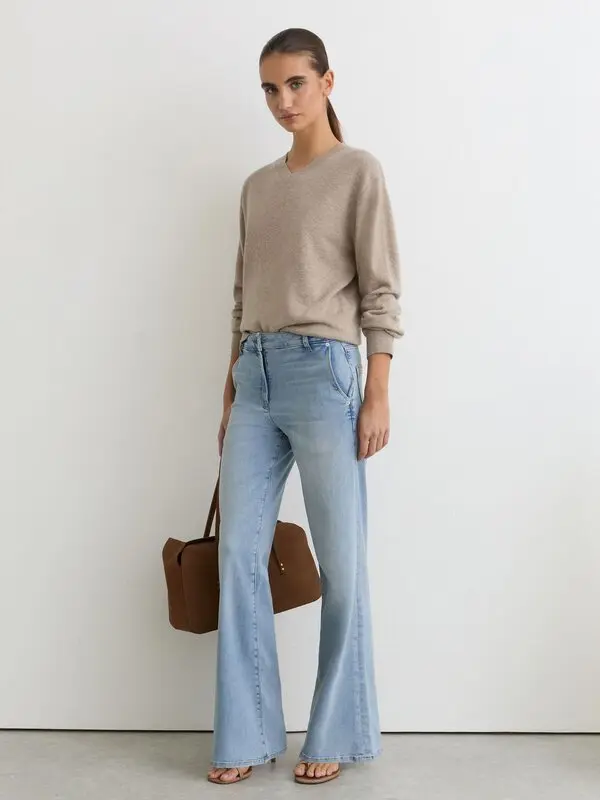 REISS Petite Wide-leg Jeans - Light Blue