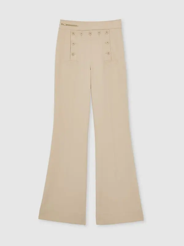 REISS Petite Sidney Button-detail Wide-leg Trousers