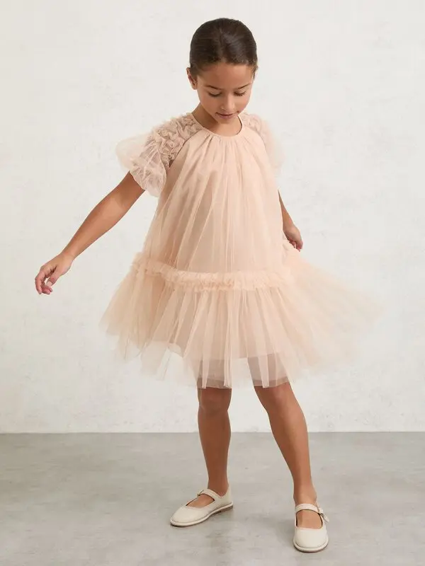 REISS 9-13 Yrs Tulle Ruffle-detail Dress