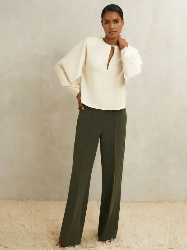 REISS Atelier Crepe Turn-lock Top