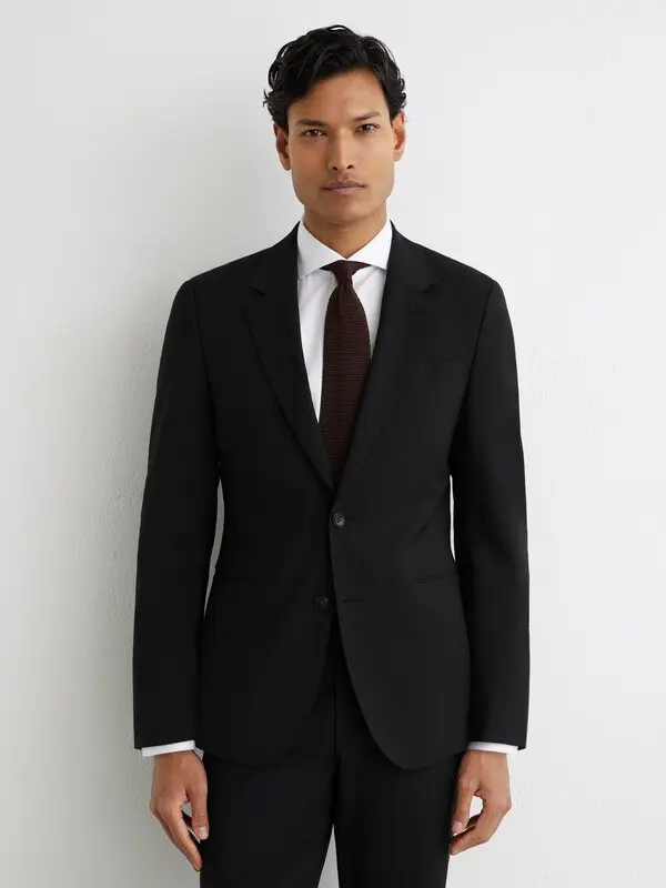REISS Tailored Fit Wool-blend Single-breasted Suit Blazer - Black