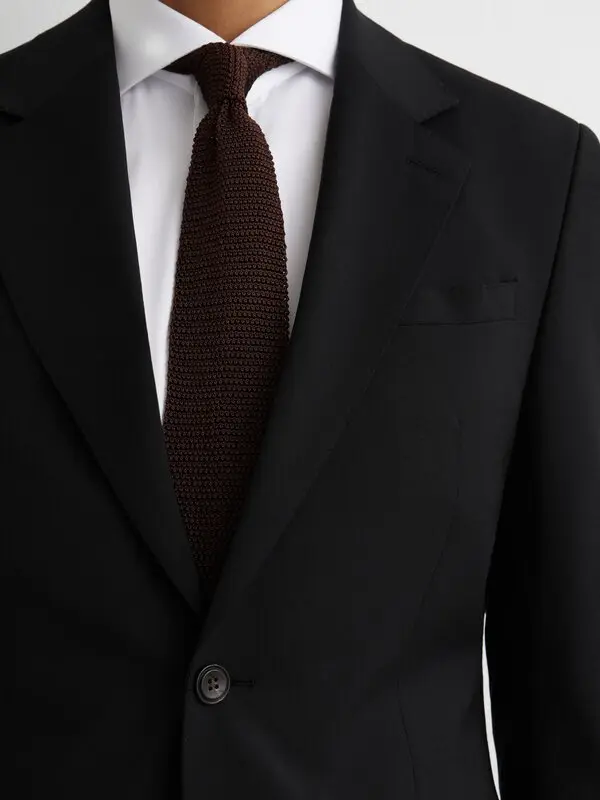 REISS Tailored Fit Wool-blend Single-breasted Suit Blazer - Black
