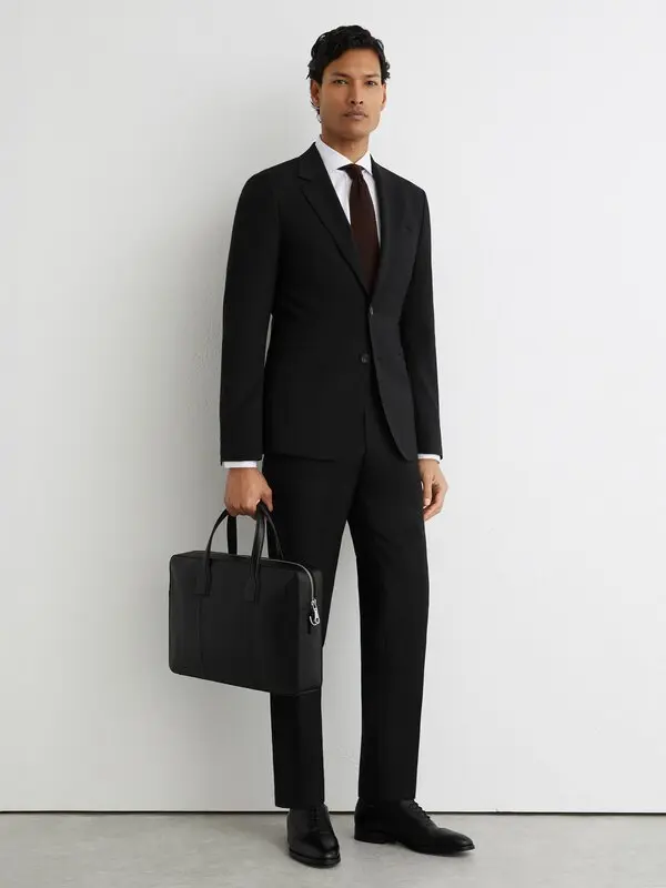 REISS Tailored Fit Wool-blend Single-breasted Suit Blazer - Black
