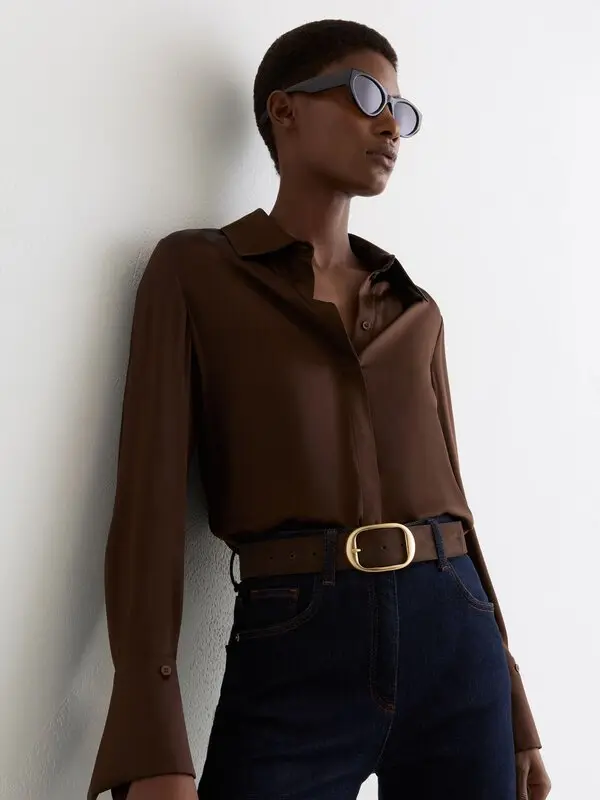 REISS Suede Oval-buckle Belt