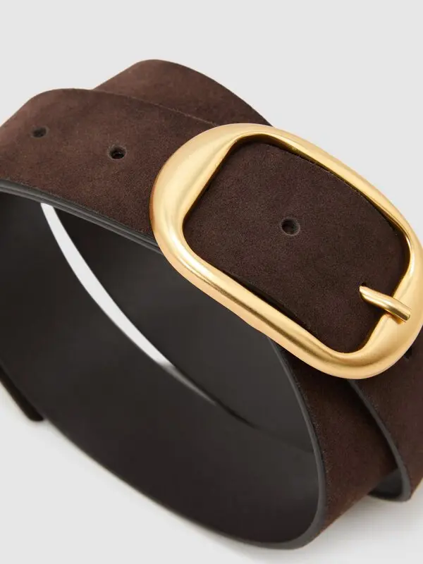 REISS Suede Oval-buckle Belt