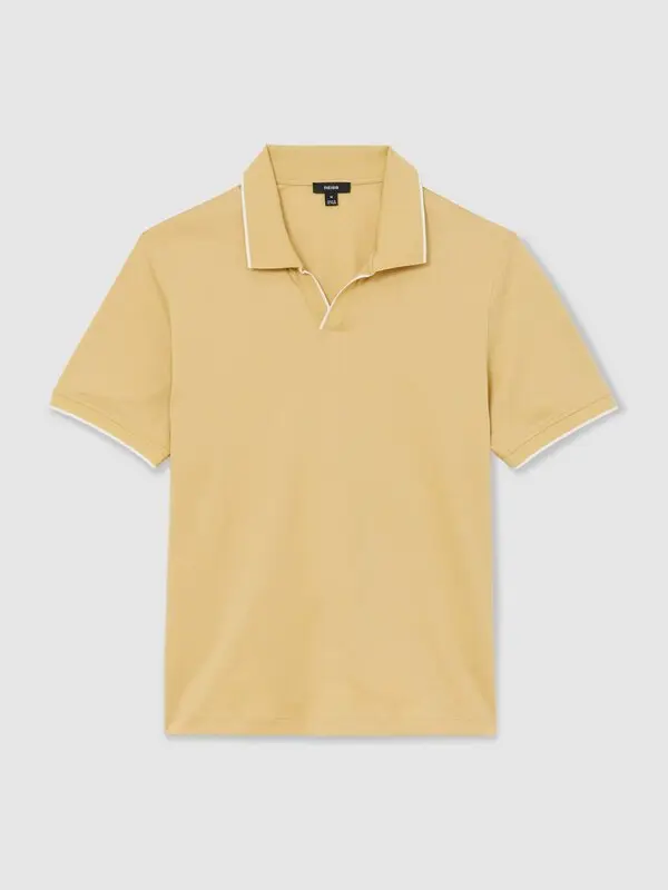 REISS Air-water Cotton Tipped Polo Shirt - Yellow