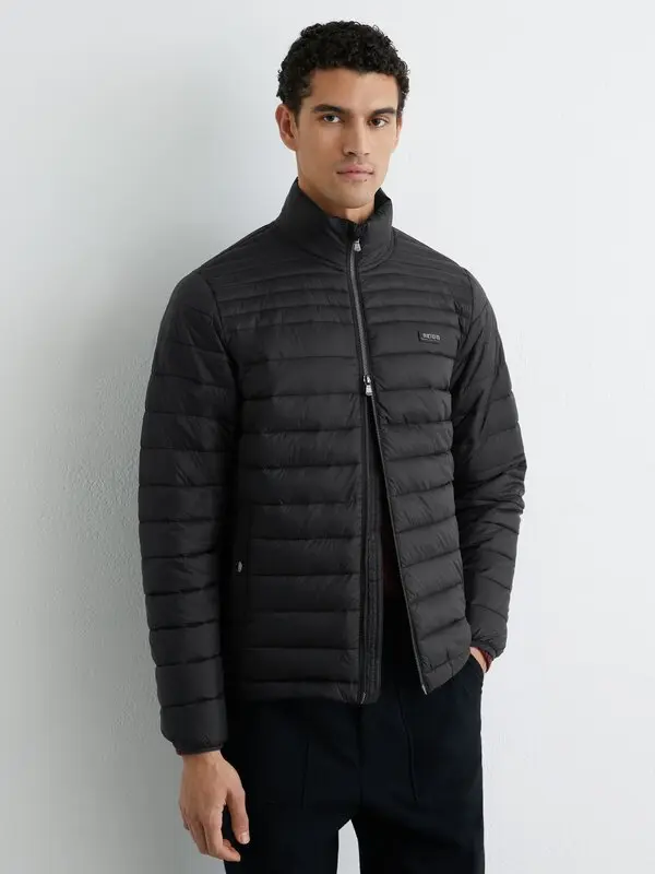 REISS Quilted Zip-through Jacket - Black
