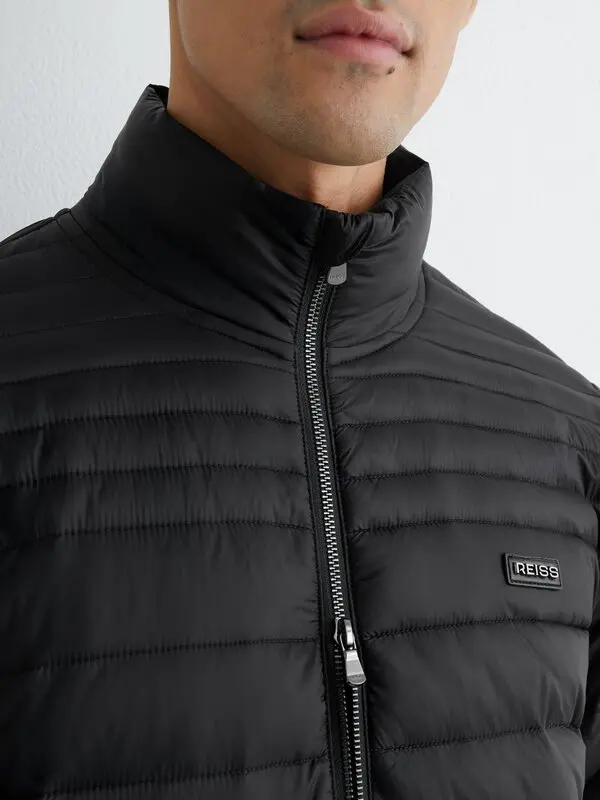 REISS Quilted Zip-through Jacket - Black