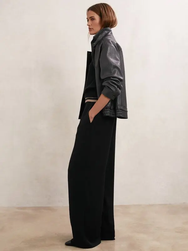 REISS Elasticated-waist Wide-leg Trousers