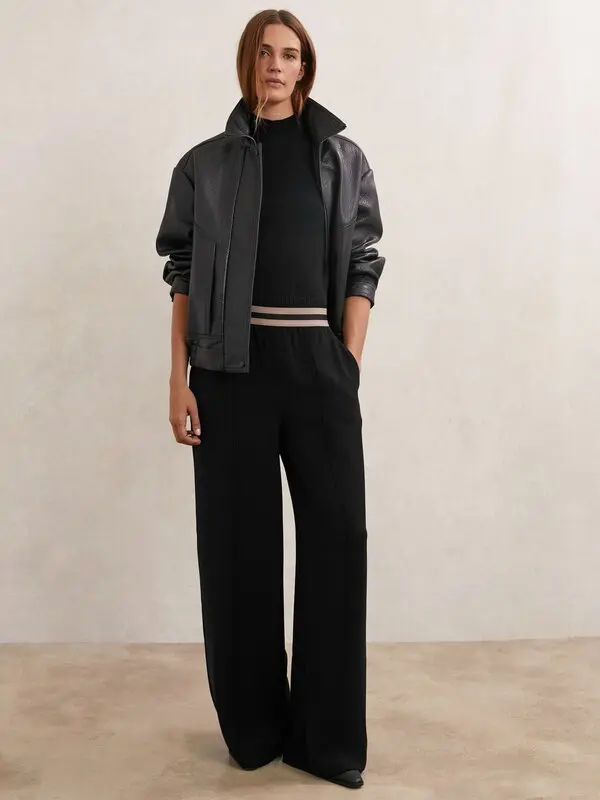 REISS Elasticated-waist Wide-leg Trousers