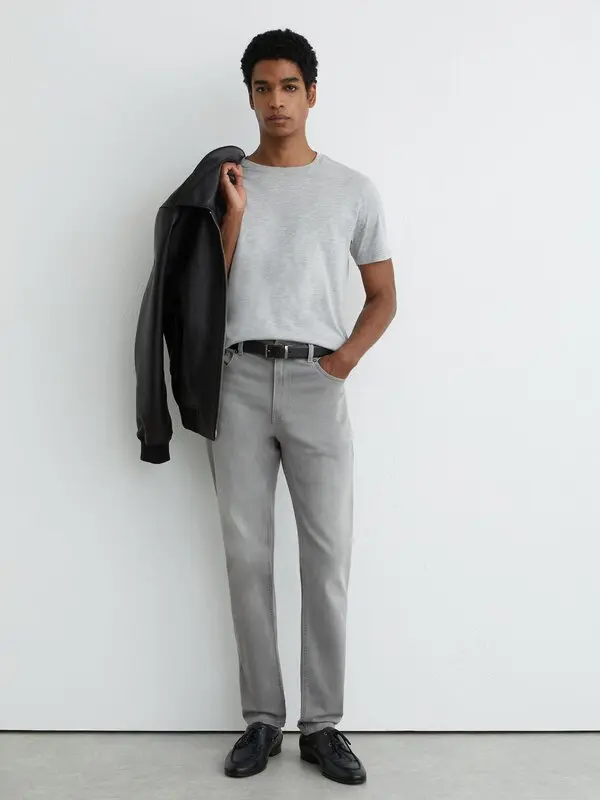 REISS Washed-denim Slim-fit Jeans - Light Washed Grey