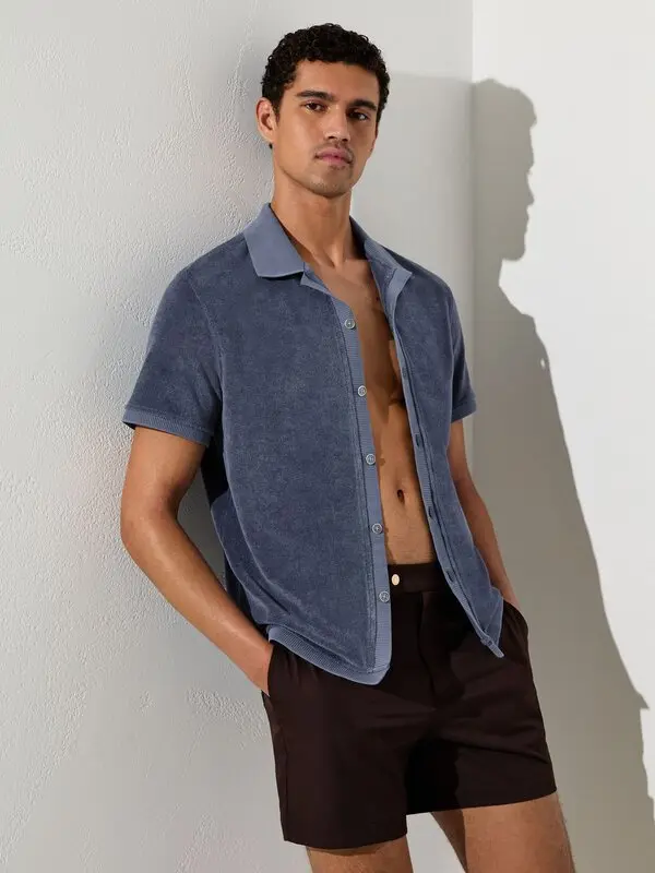 REISS Towelling Short-sleeve Shirt