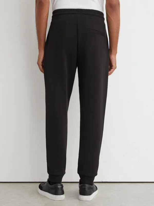 REISS Premium Interlock Cuffed Joggers - Black