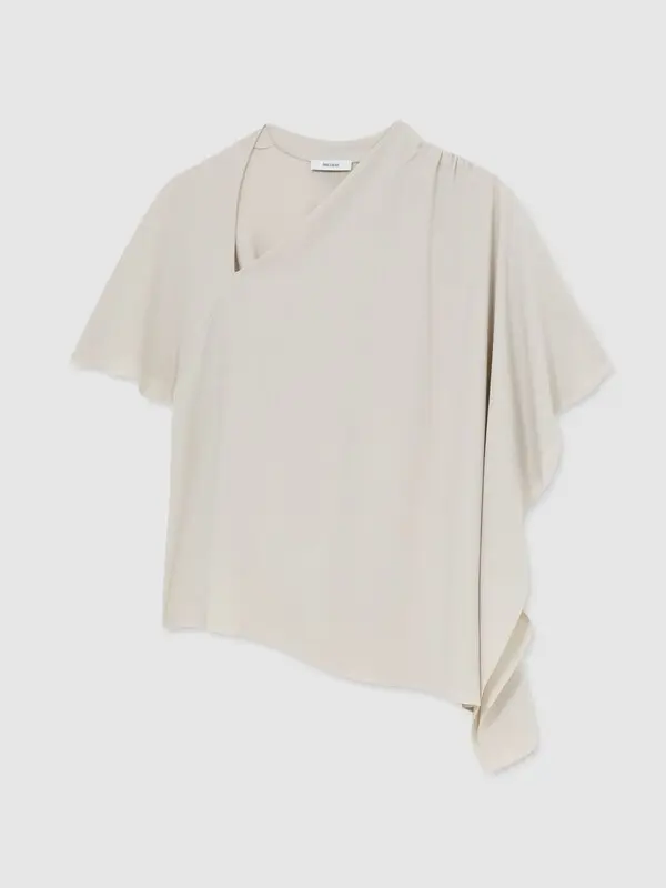REISS Asymmetric Draped-sleeve Top