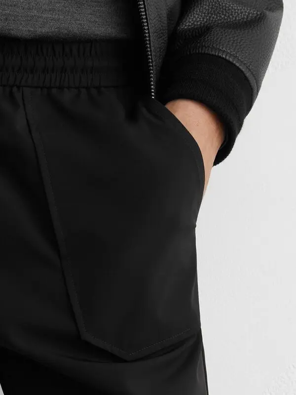 REISS Technical Cuffed Drawstring Trousers - Black