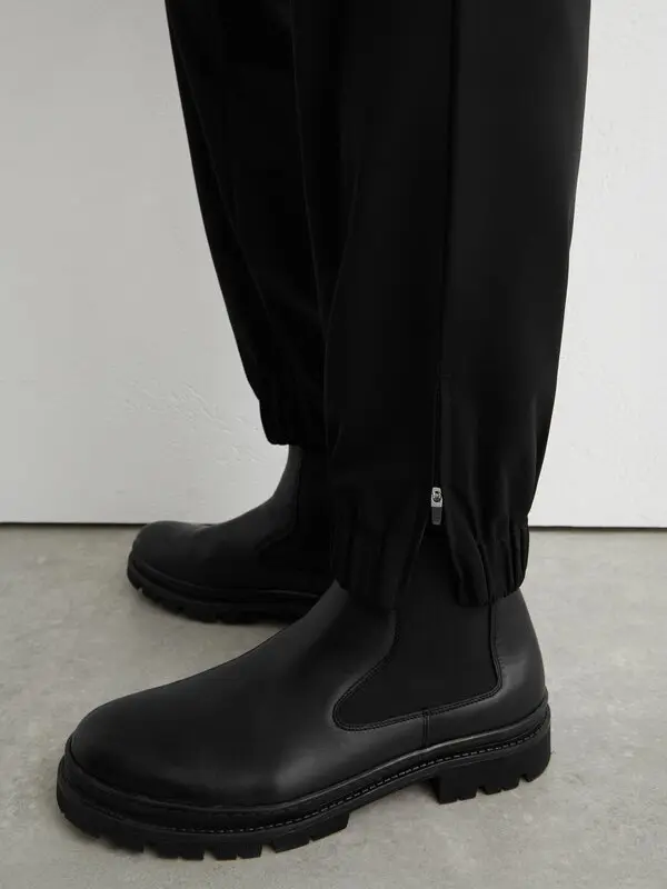 REISS Technical Cuffed Drawstring Trousers - Black
