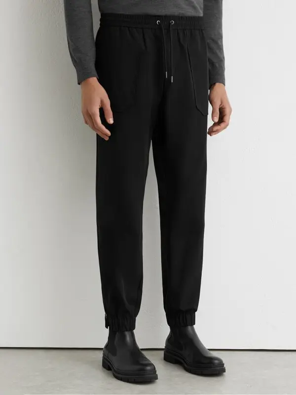 REISS Technical Cuffed Drawstring Trousers - Black