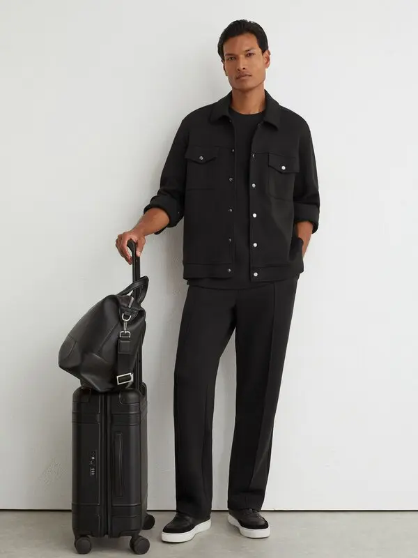 REISS Premium Interlock Twin-pocket Overshirt - Black