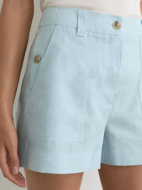 REISS Linen Shorts - Light Blue