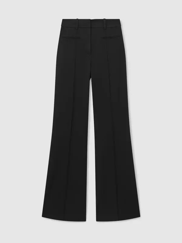 REISS Petite High Rise Flared Trousers - Black
