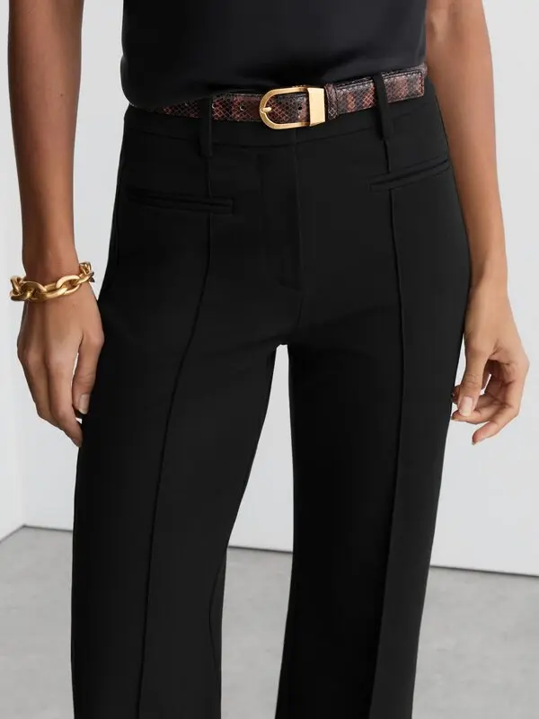 REISS Petite High Rise Flared Trousers - Black