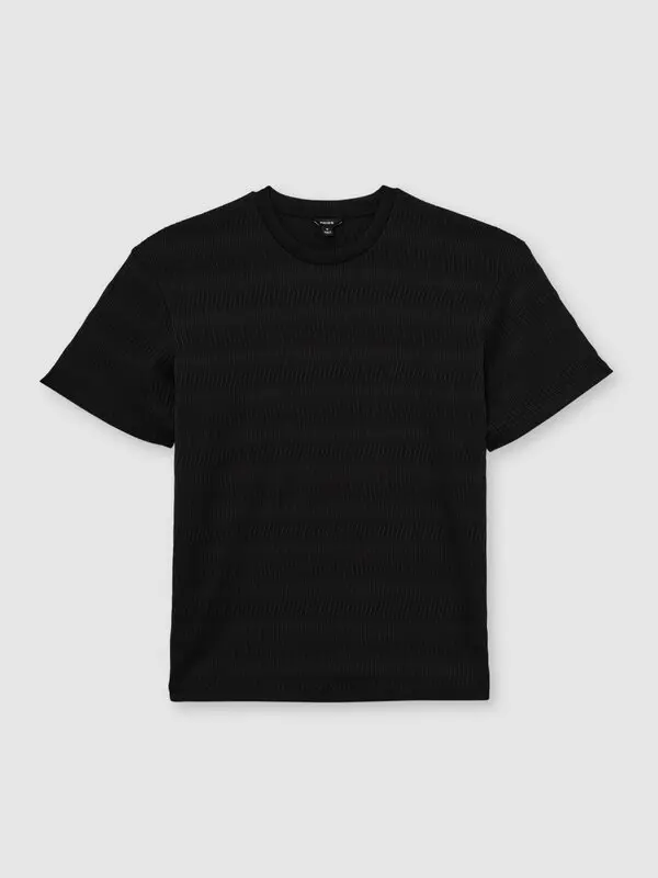 REISS Textured-wave Relaxed-fit T-shirt - Black
