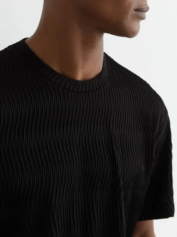 REISS Textured-wave Relaxed-fit T-shirt - Black