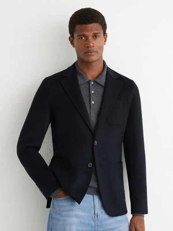 REISS Wool-blend Single-breasted Blazer Tailored-fit - Navy