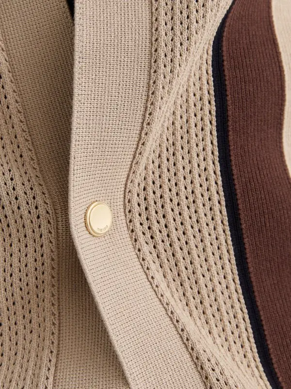 REISS Argyle-knit Press-stud Polo Shirt