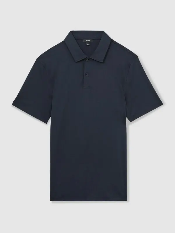 REISS Air-water Cotton Polo Shirt - Navy