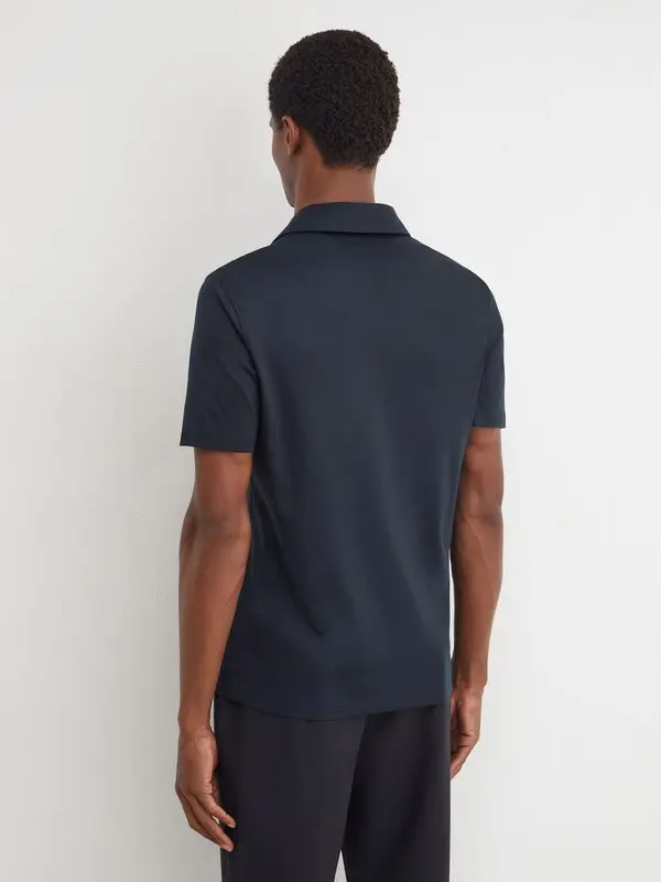 REISS Air-water Cotton Polo Shirt - Navy