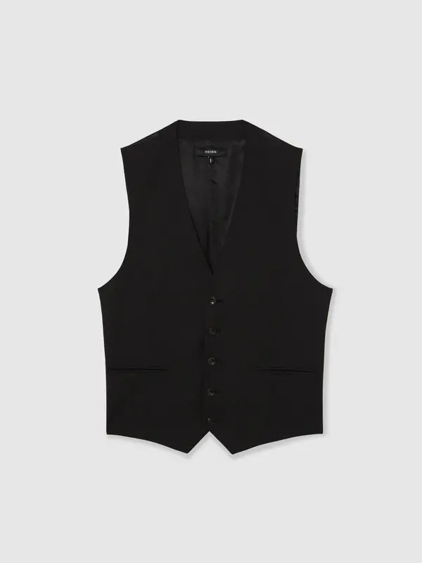 REISS Wool-blend Tailored-fit Waistcoat - Black