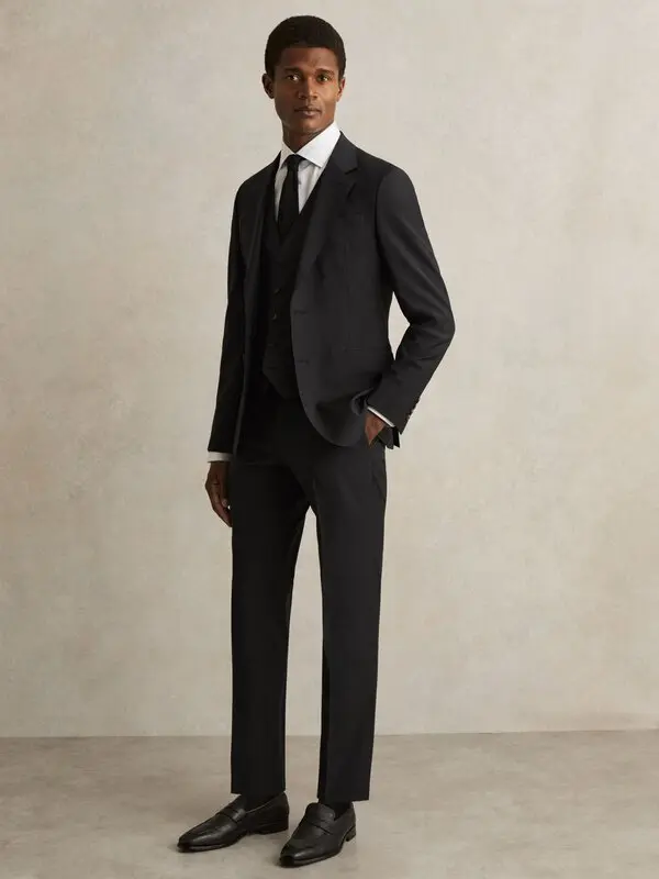 REISS Wool-blend Tailored-fit Waistcoat - Black