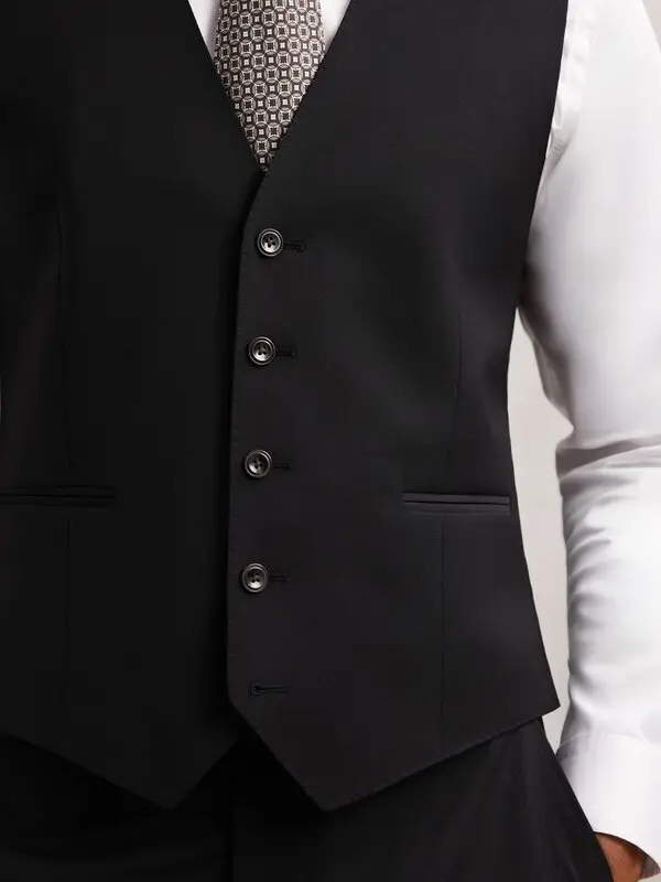 REISS Wool-blend Tailored-fit Waistcoat - Black